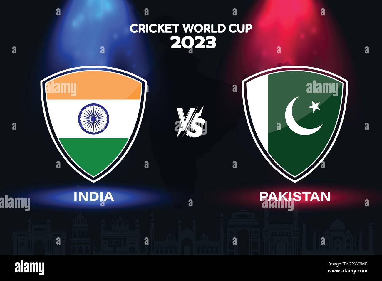 India vs Pakistan international cricket flag badge design on Indian ...