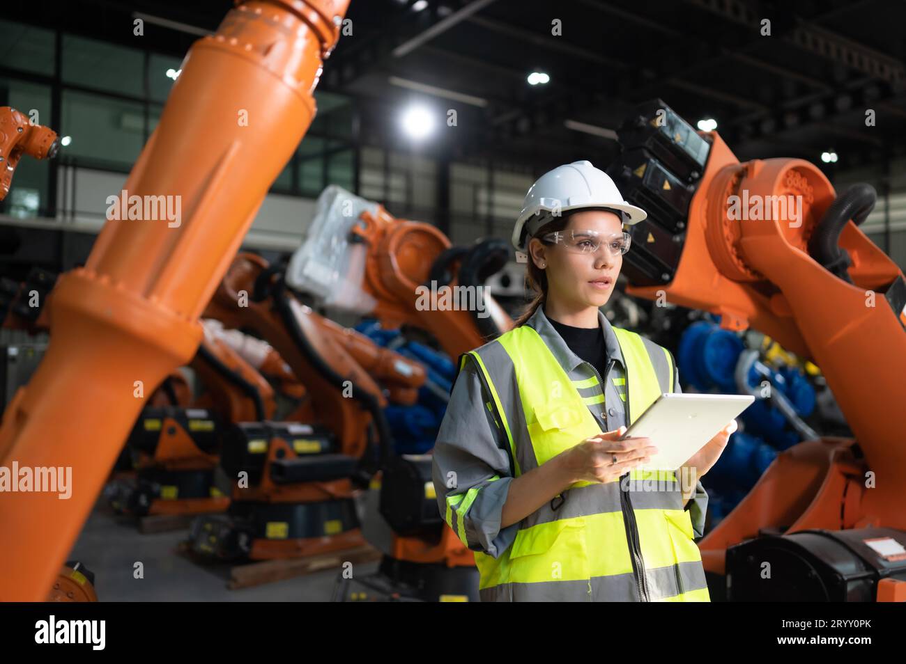 Portrait of female engineer with the mission of auditing, testing ...