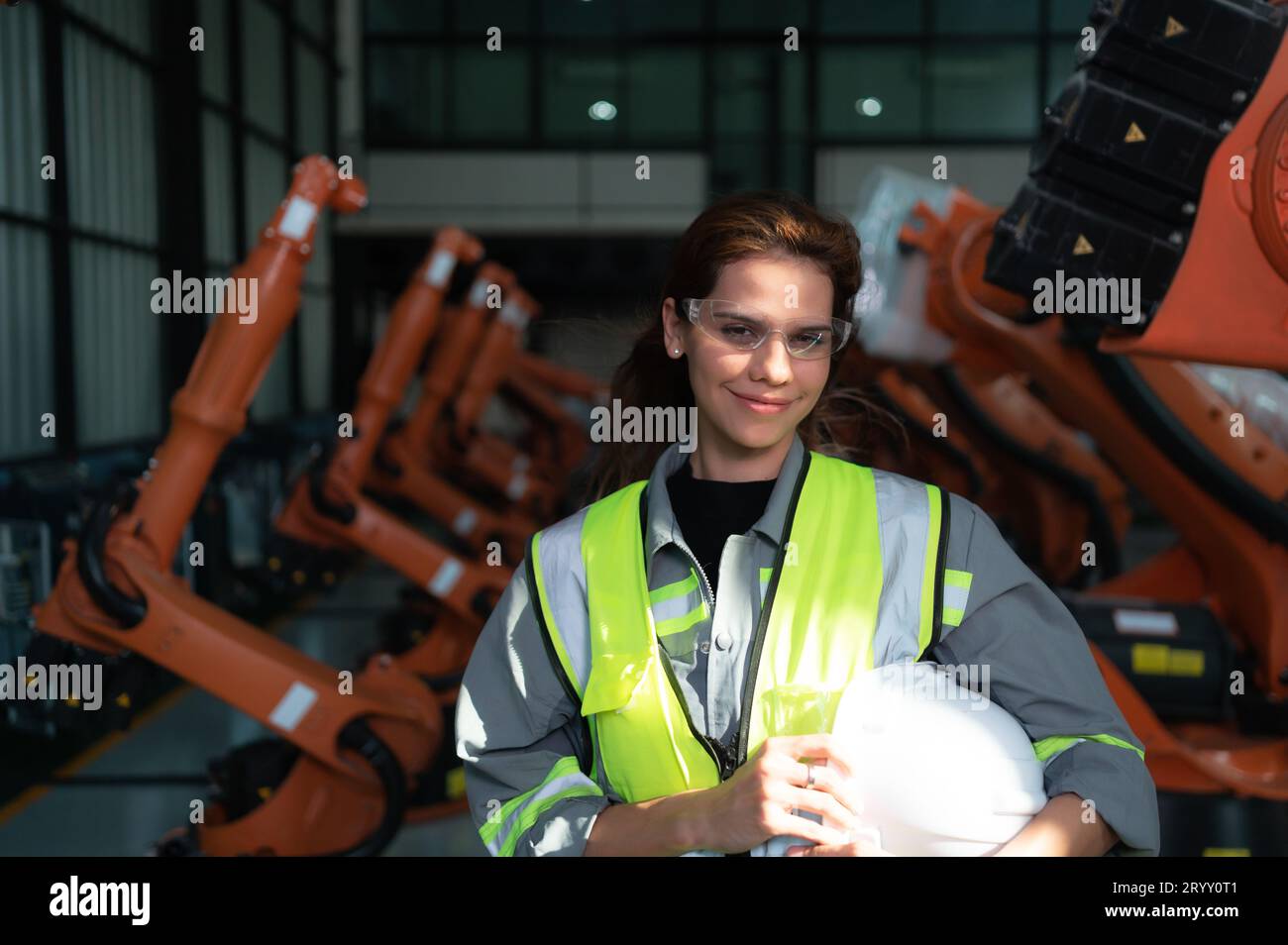 Portrait of female engineer with the mission of auditing, testing ...