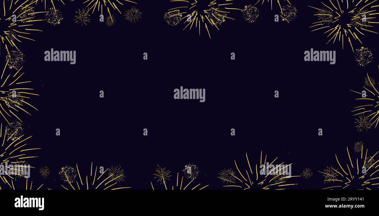 Background dark sky with colored festive fireworks. Fireworks frame ...