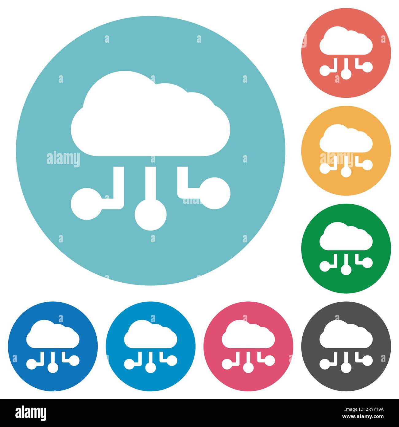 Cloud connections solid flat white icons on round color backgrounds Stock Vector Image & Art - Alamy