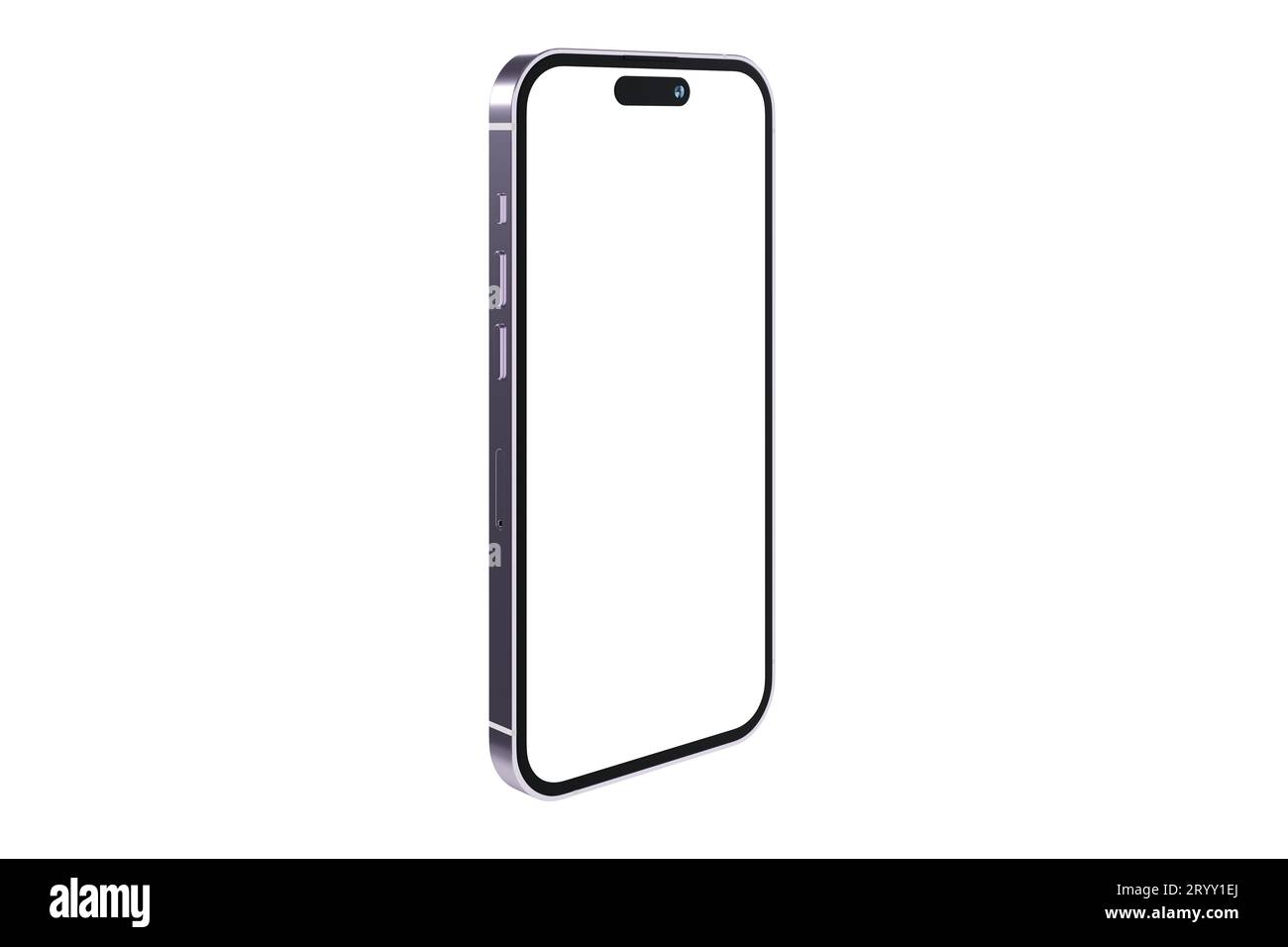 Realistic new smartphone mockup in purple color with device display ...