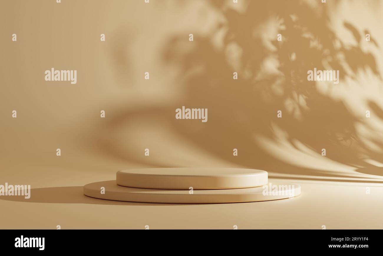 Minimalism style podium in brown coffee color in yellow pastel color ...