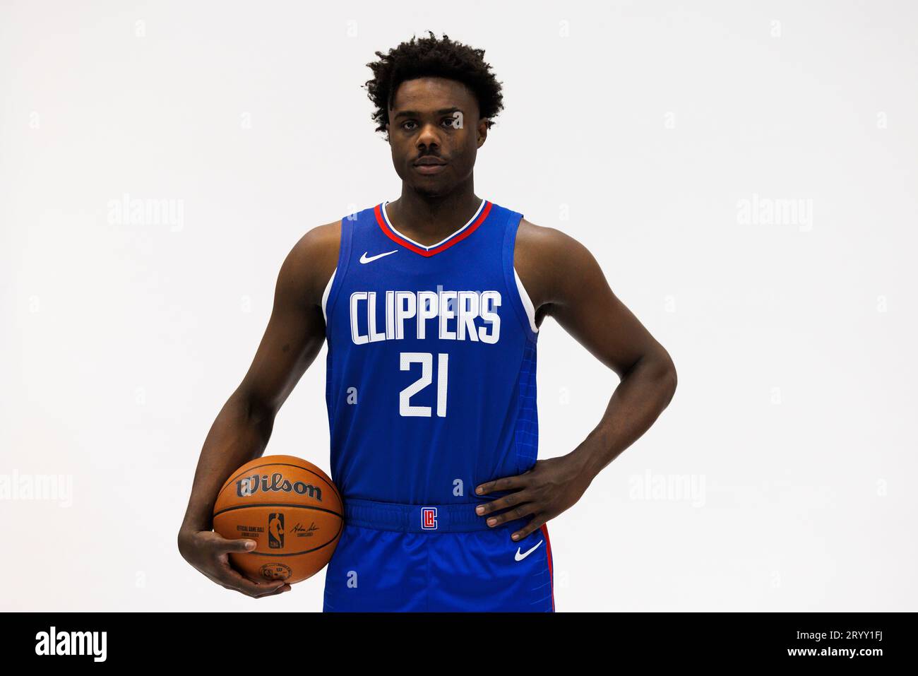 LA Clippers Kobe Brown (21) poses for photos during the NBA basketball ...