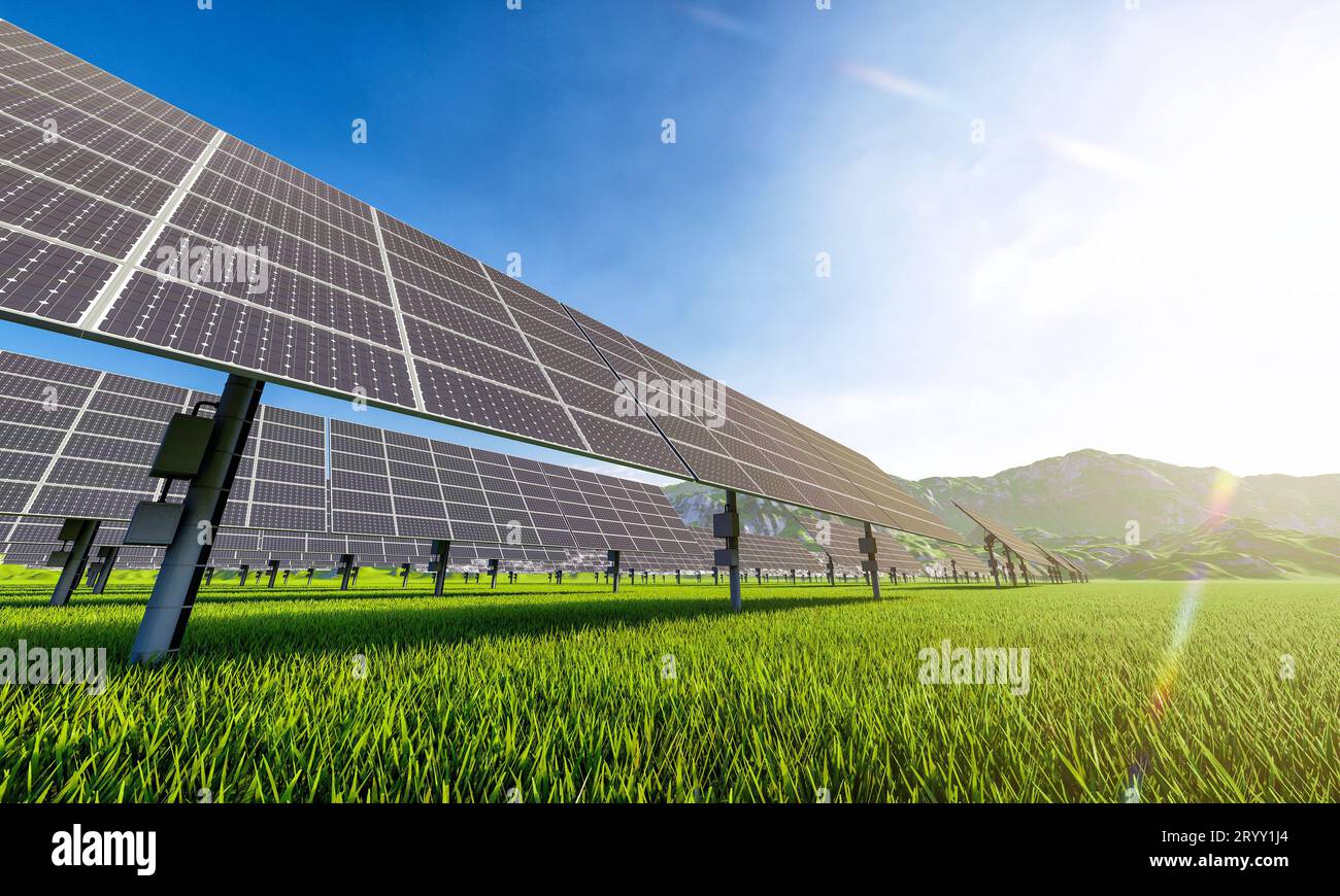 Solar power station with solar panels for producing electric power ...