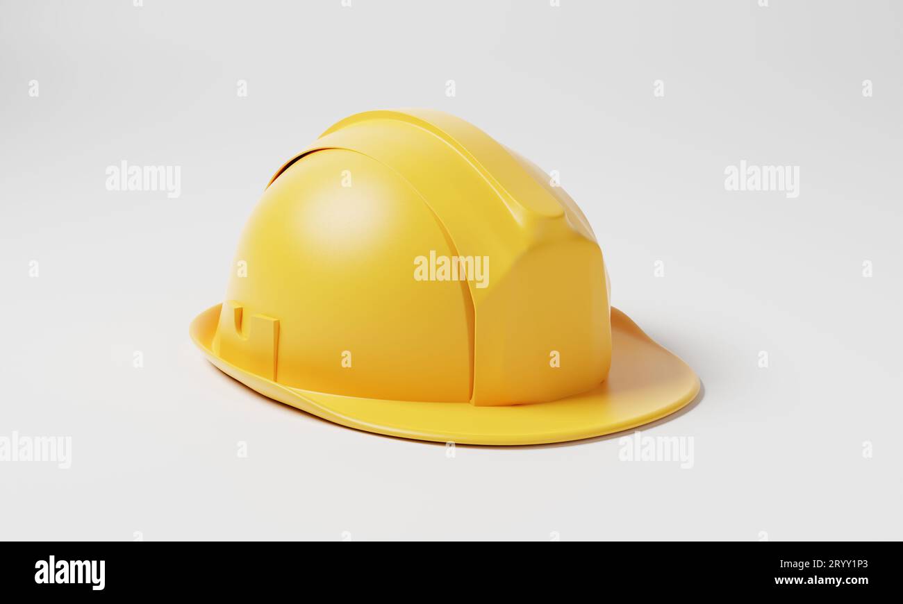 Yellow hard hat safety helmet on white background. Business and ...