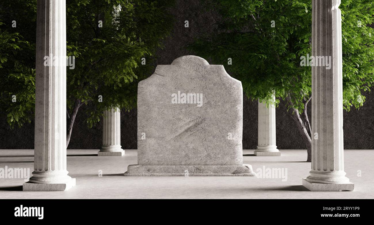 Realistic mockup of gravestone headstone tombstone with Corinthian ...