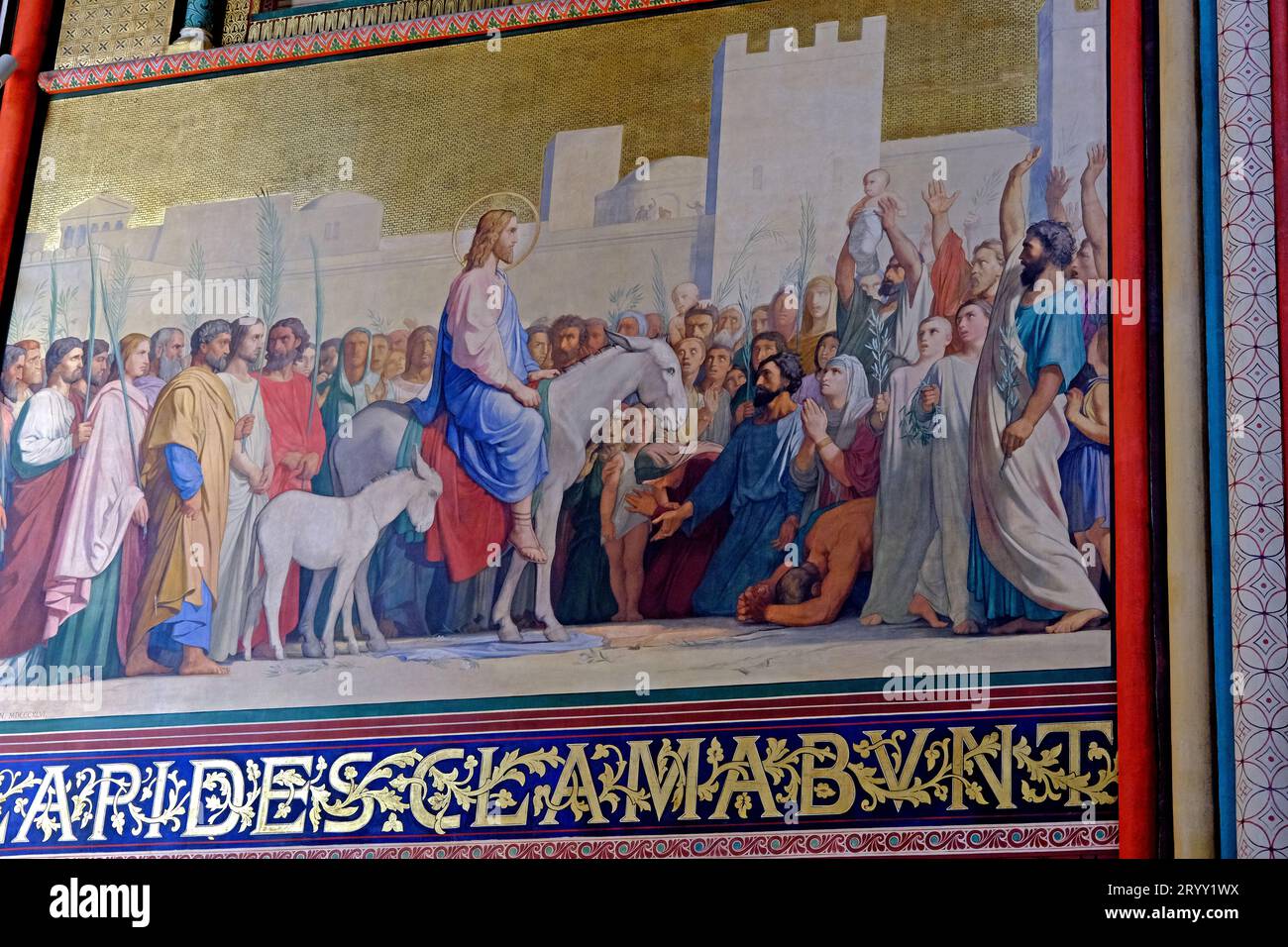 Image of Christ riding into Jerusalem on Palm Sunday in Eglise St ...