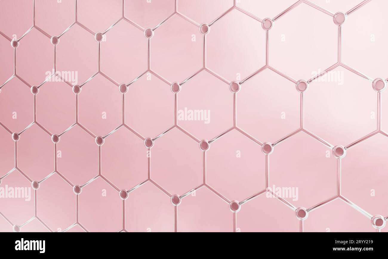 Pink transparency chemical glass hexagonal structure connection network ...