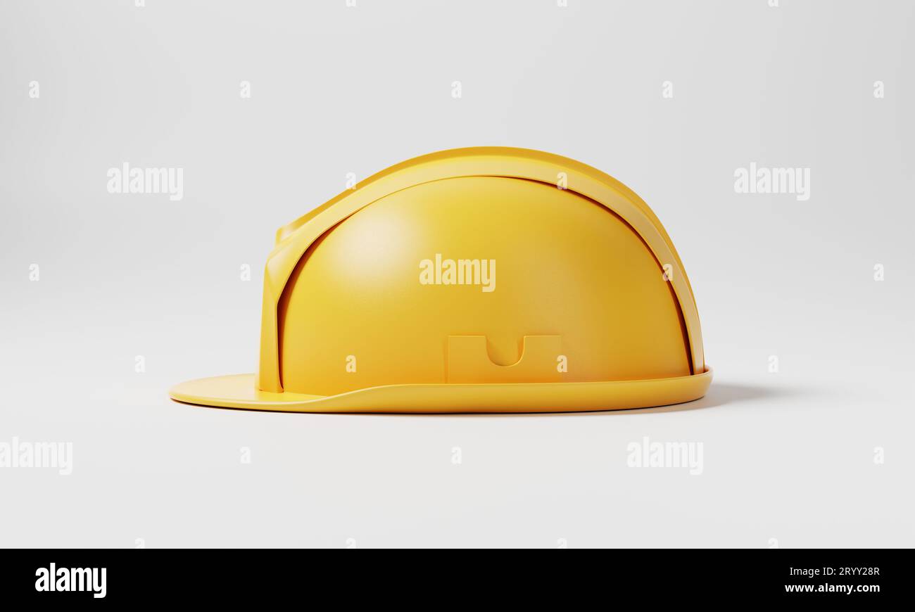 Yellow hard hat safety helmet on white background. Business and ...