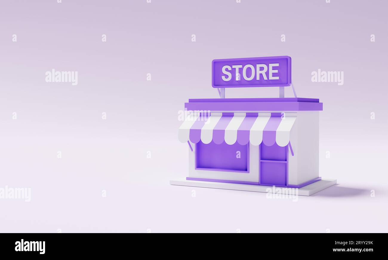Minimal storefront model on purple background. Business owner and ...