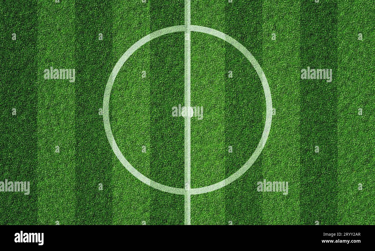 Soccer field in football stadium with line grass pattern and centerline ...