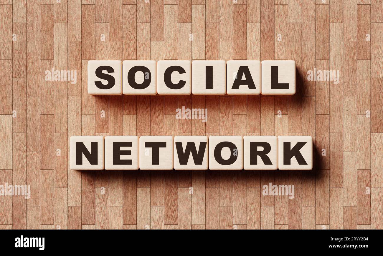 SOCIAL NETWORK wooden word block cubes with laminate background ...