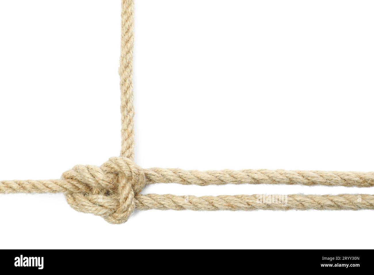 Hemp ropes with knot isolated on white, top view Stock Photo - Alamy