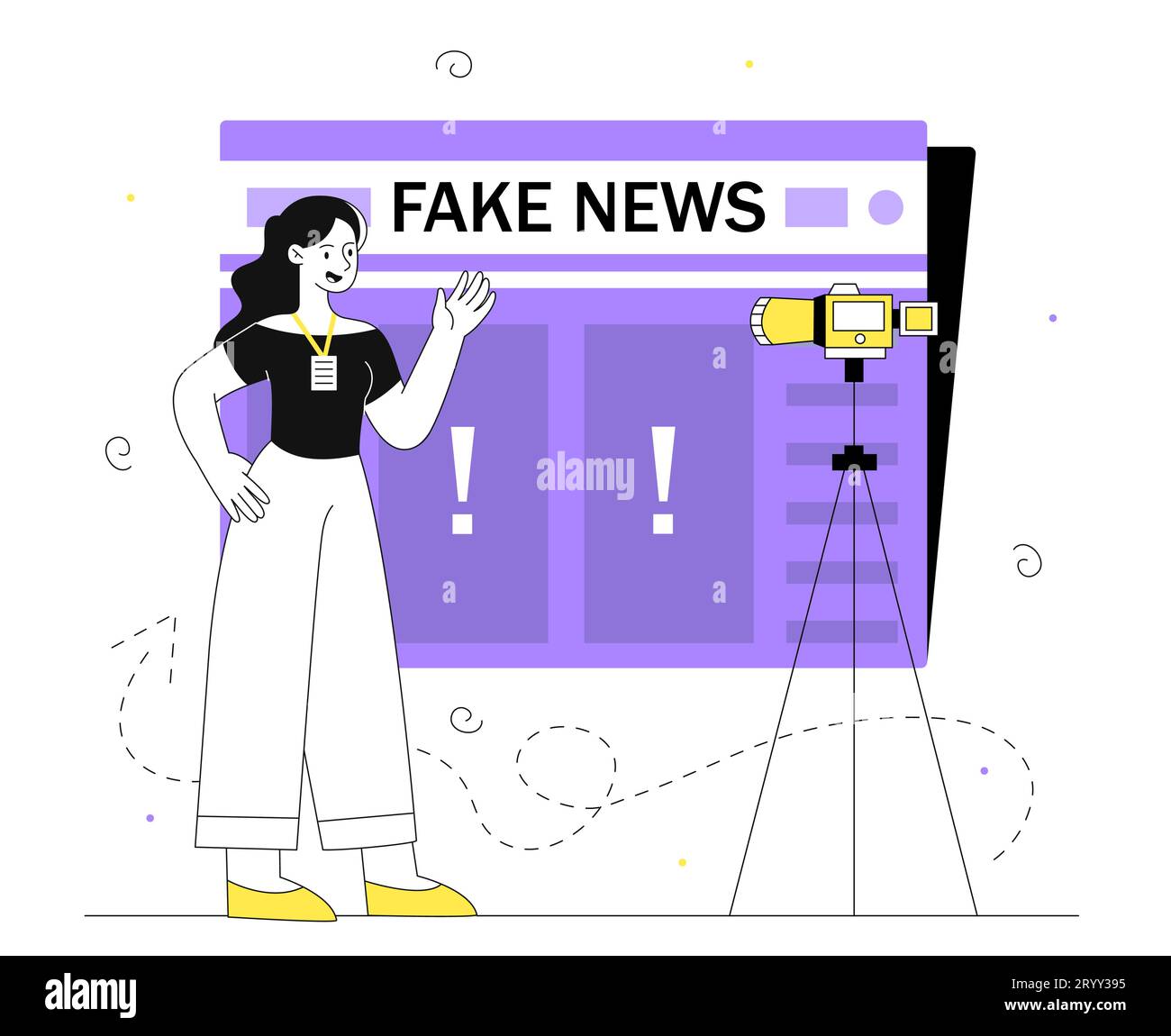 Woman with fake news vector line concept Stock Vector Image & Art - Alamy