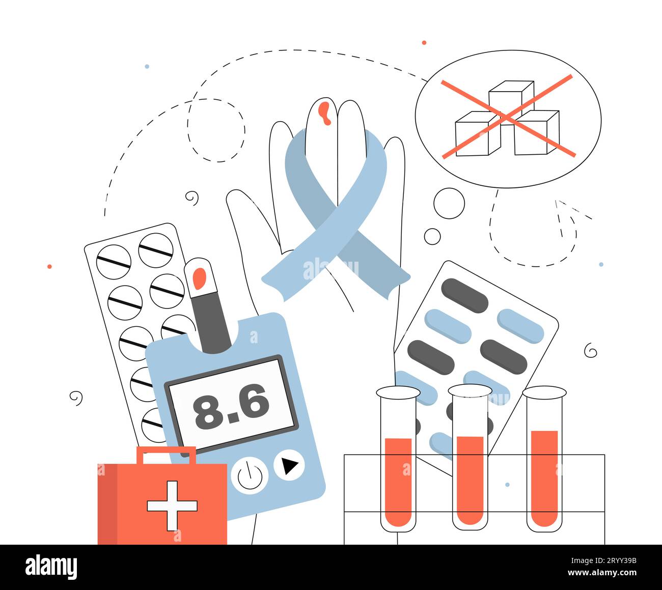 Diabetes day vector line concept Stock Vector Image & Art - Alamy