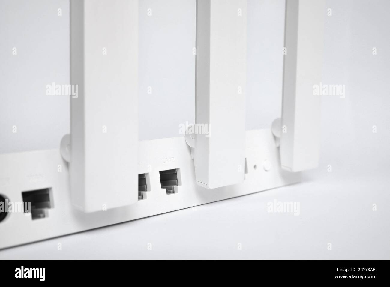 One modern Wi-Fi router on white background, closeup Stock Photo - Alamy