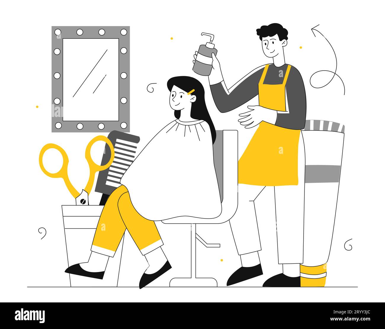 Hairdresser with client vector line concept Stock Vector Image & Art ...
