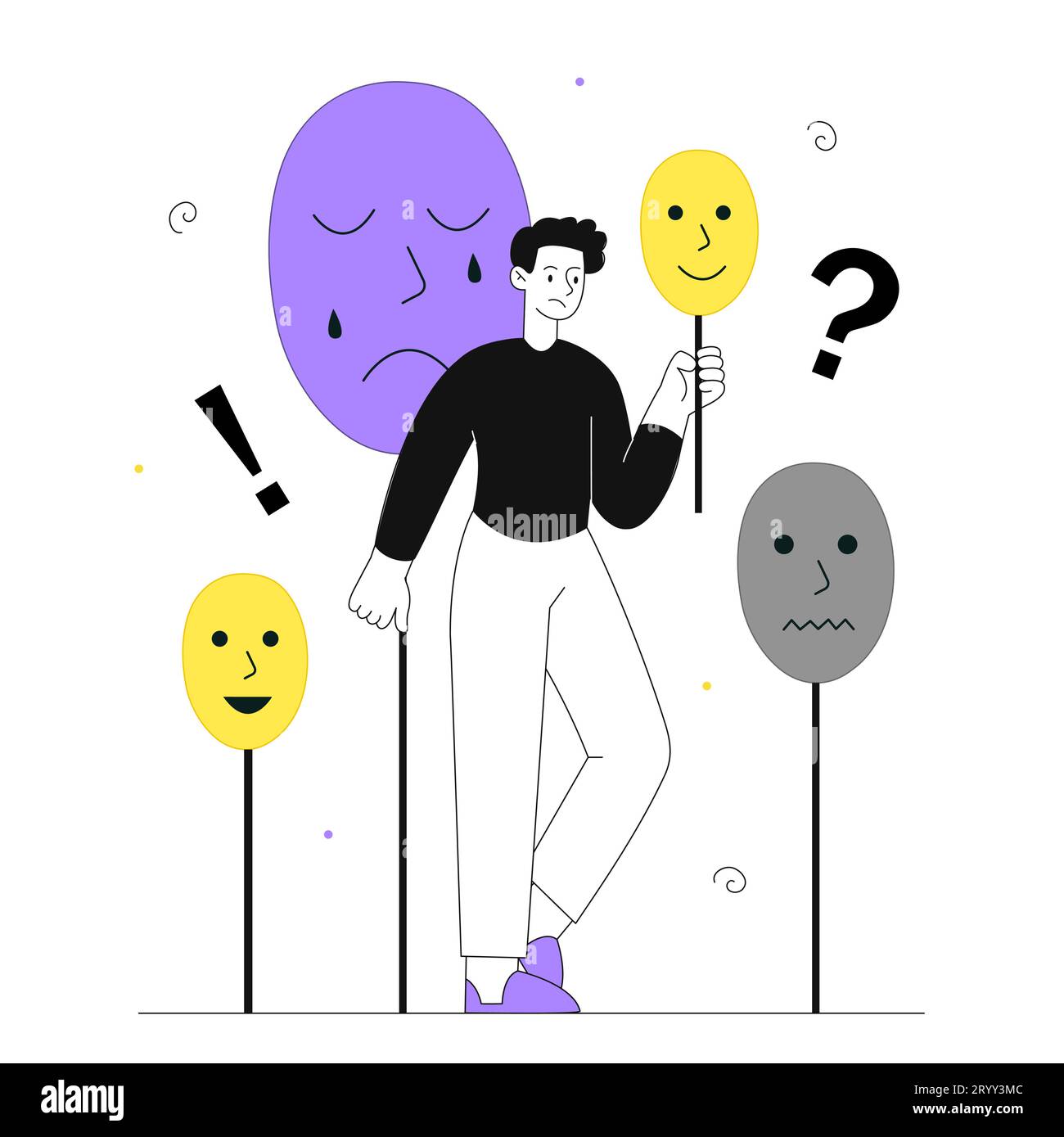 Man with hidden emotions vector line concept Stock Vector Image & Art ...