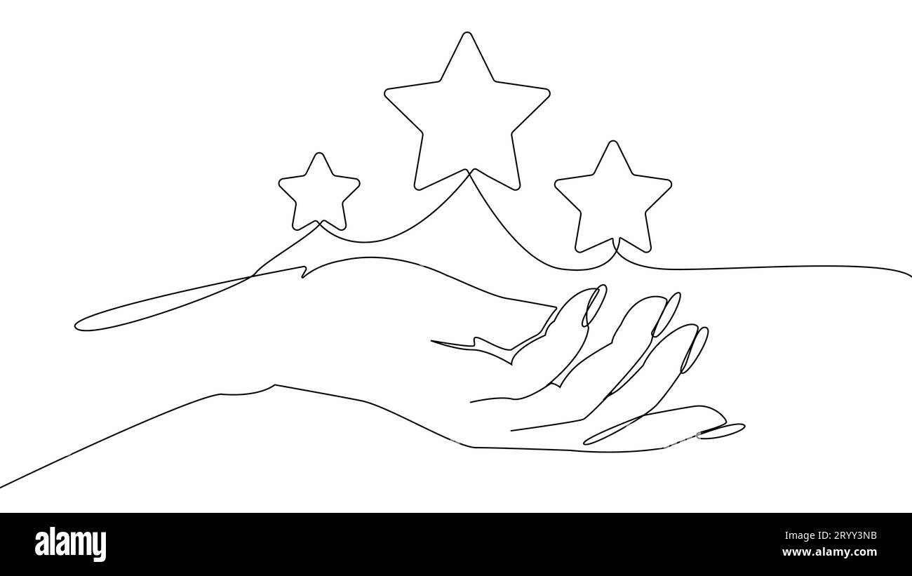 Hand With Stars Line Vector Concept Stock Vector Image And Art Alamy