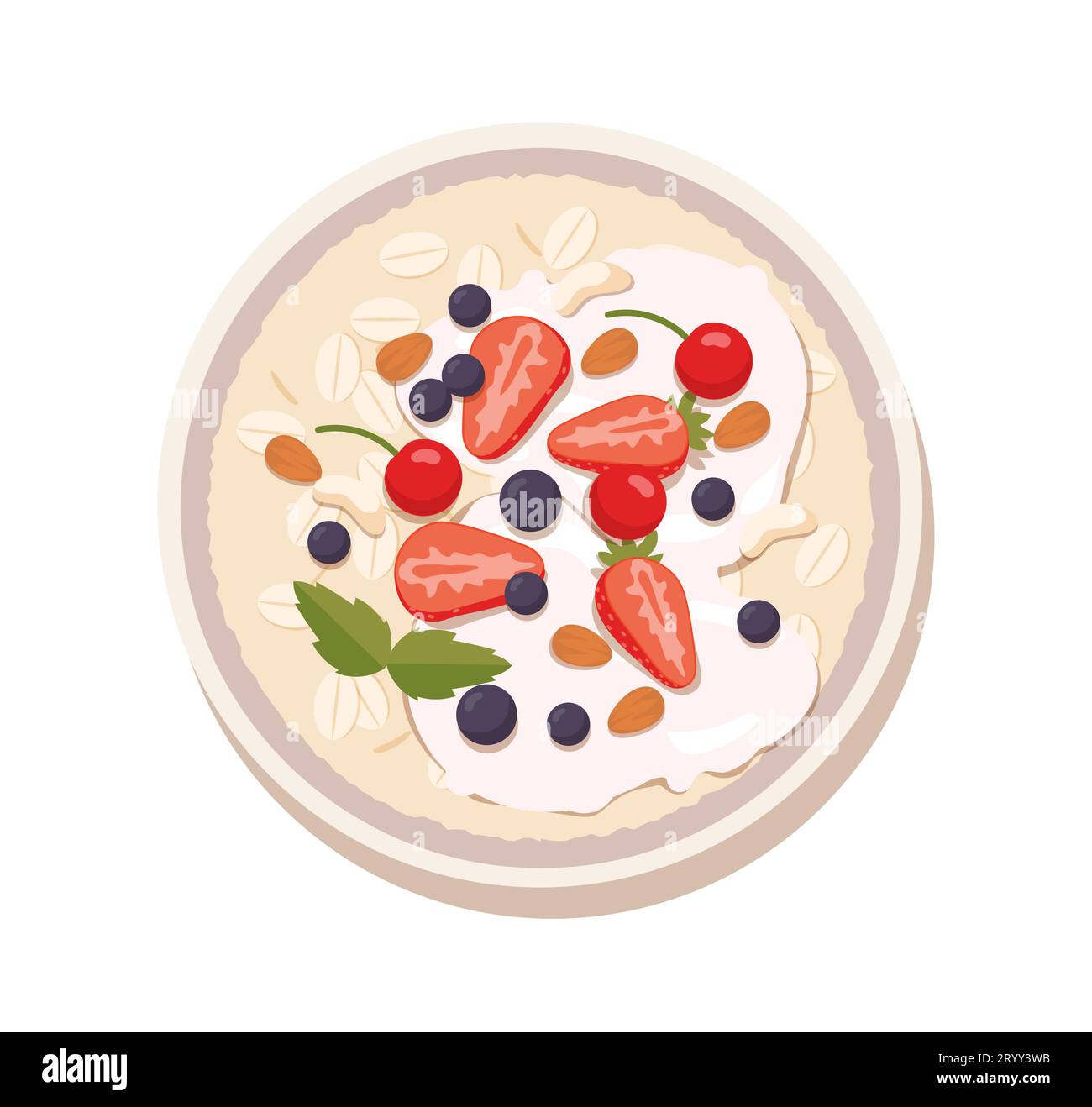 Healthy breakfast strawberry porridge vector concept Stock Vector Image ...