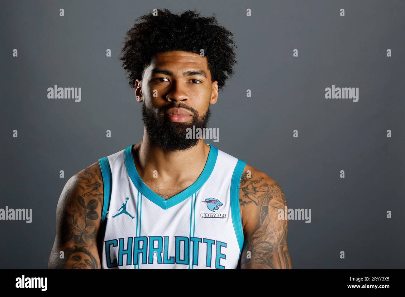 Charlotte Hornets center Nick Richards at the NBA basketball's team ...