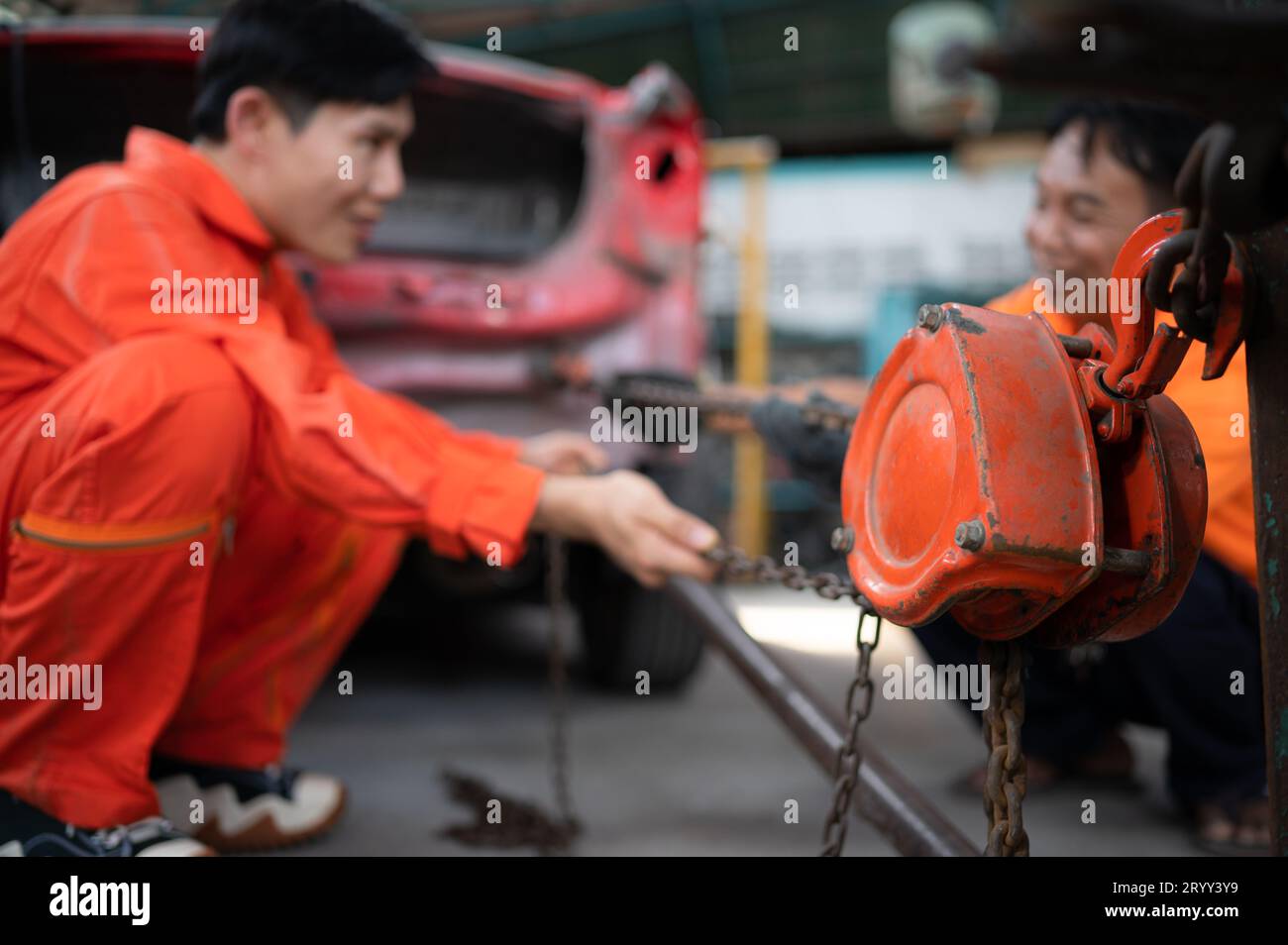 To return the automobile body to its former shape, an auto repair ...