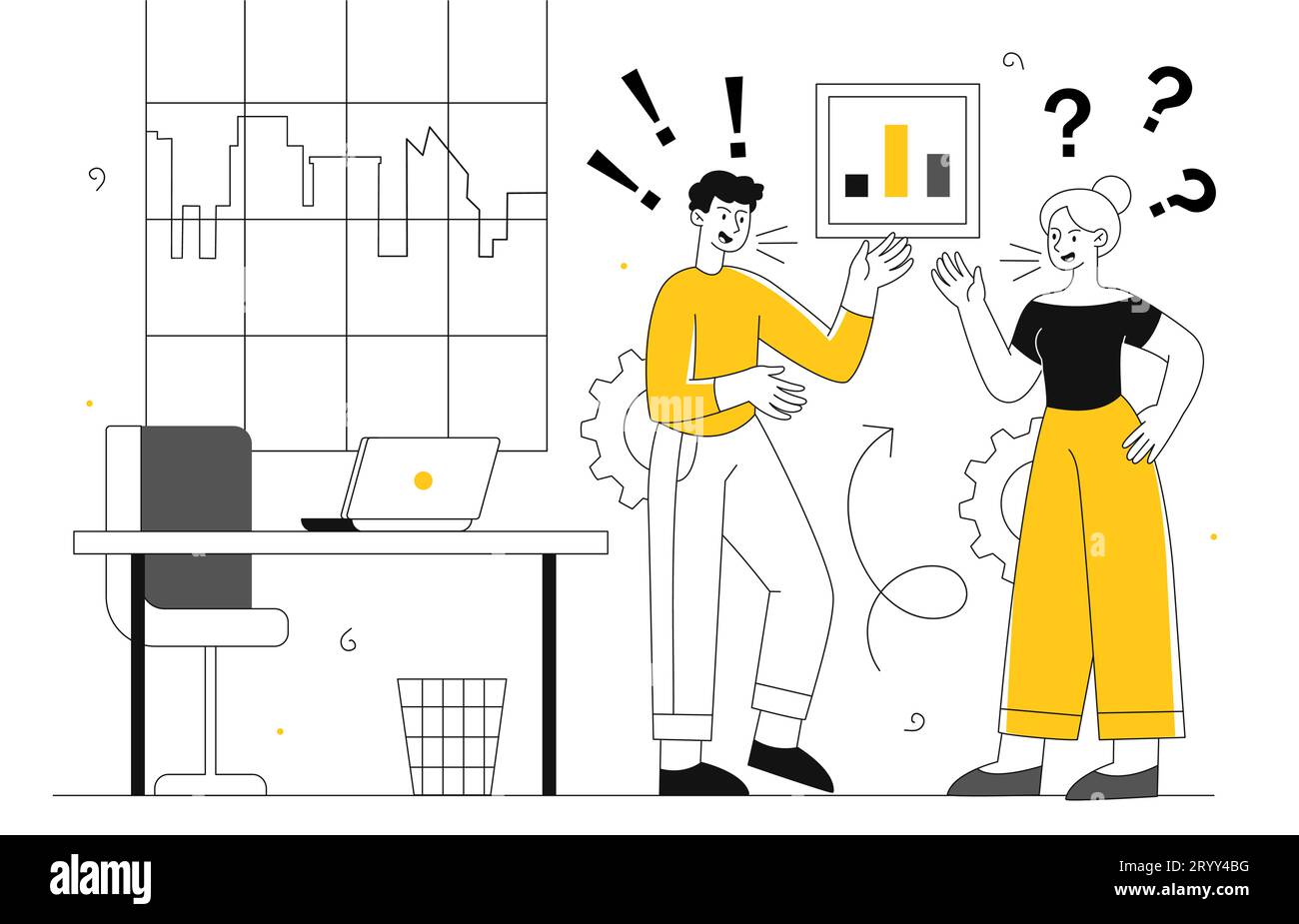 Employees conflict vector line concept Stock Vector Image & Art - Alamy