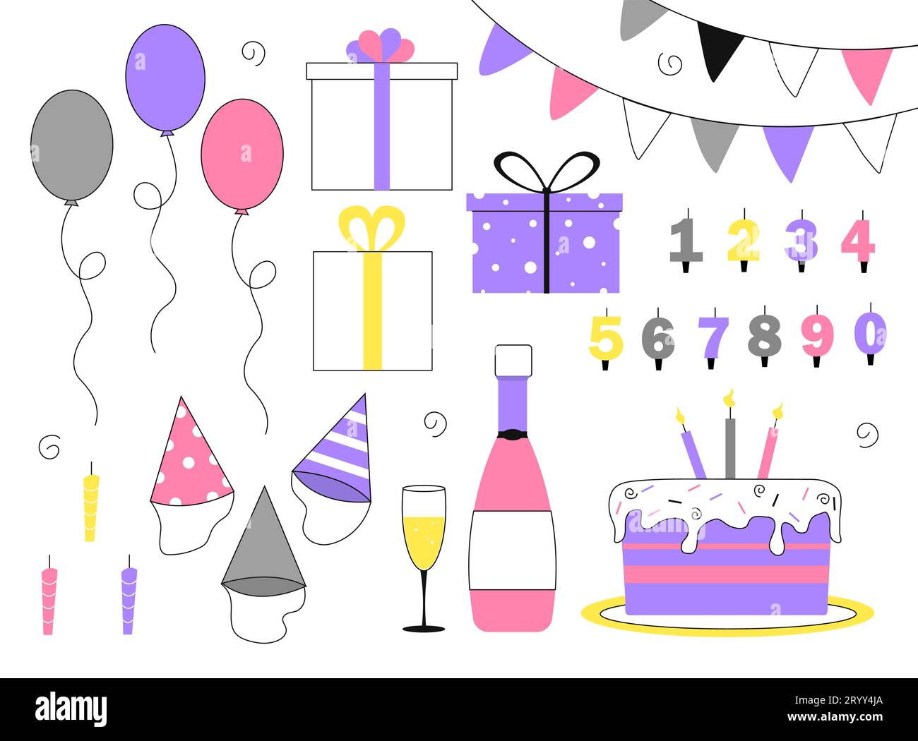 Set of festive decorations vector line Stock Vector Image & Art - Alamy