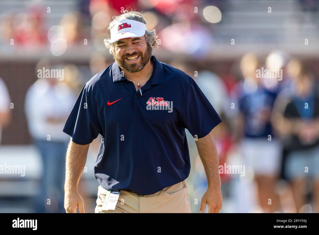 Mississippi defensive coordinator Pete Golding grins on the field ...
