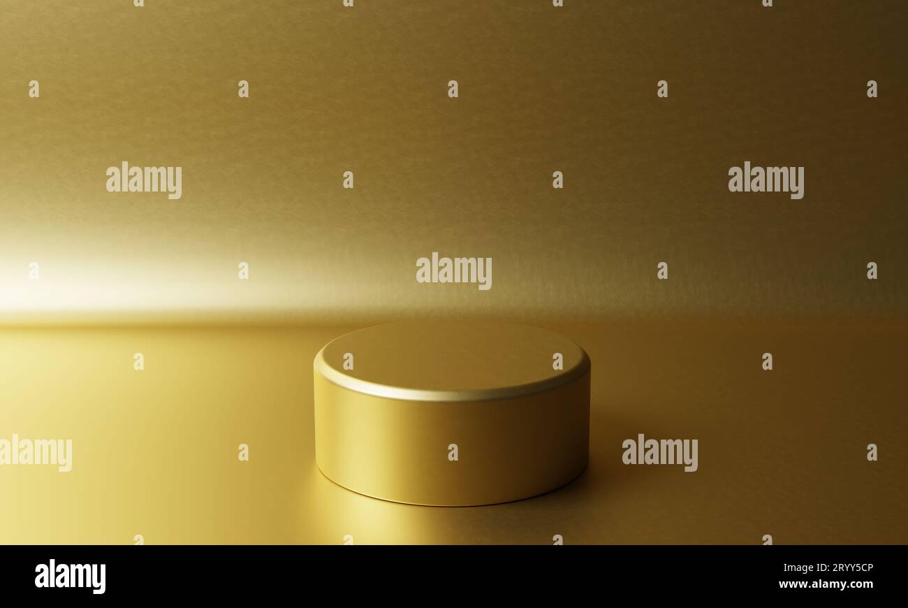 Gold product stand on golden background. Abstract minimal geometry ...