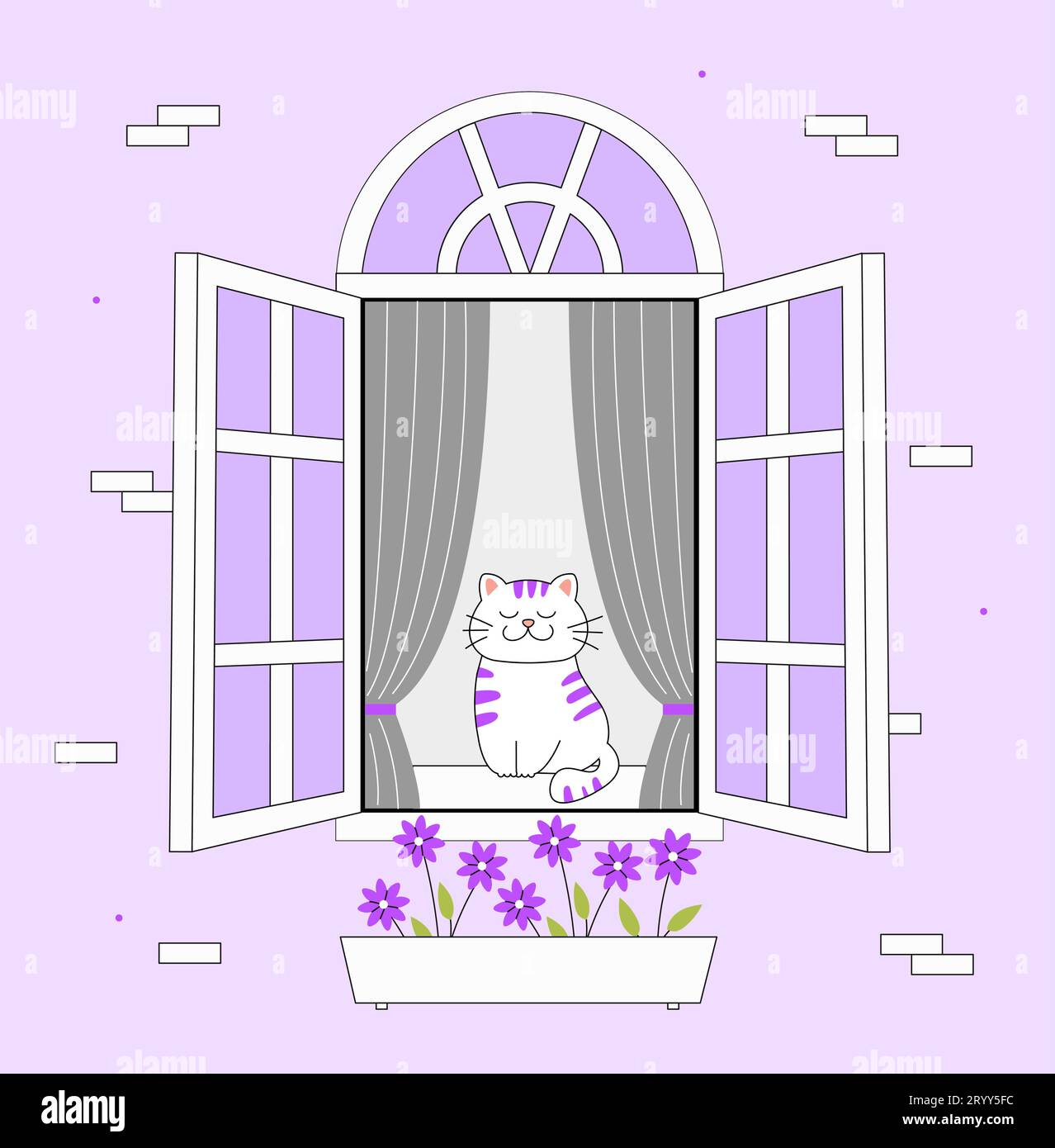 Curtains window night Stock Vector Images - Alamy