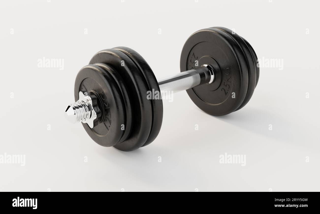 One dumbbell on isolated white background. Fitness and sport concept ...