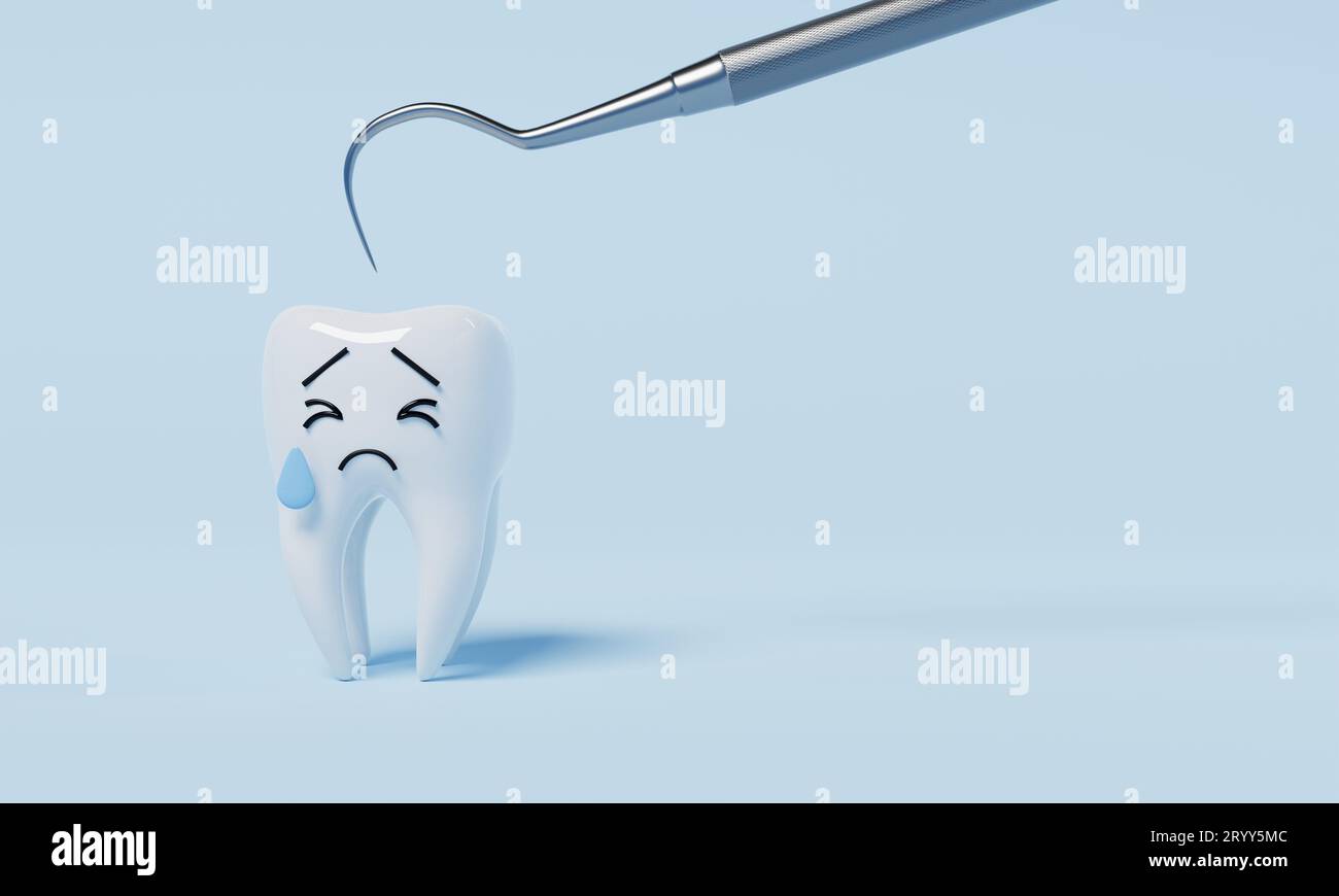 Tooth afraid of dental inspection hooks for yearly oral health check ...