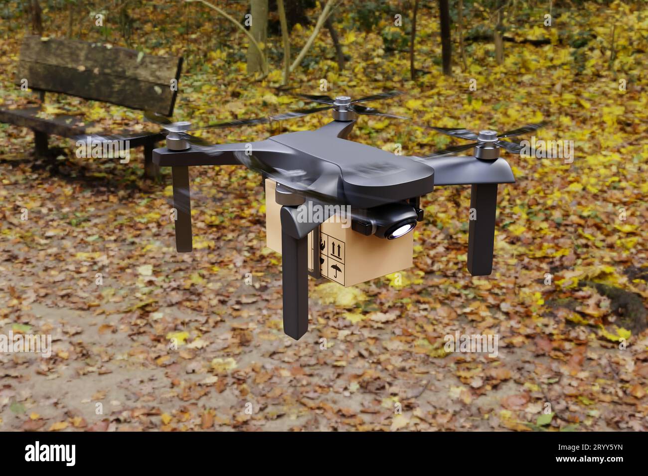Delivery flying air drone in farm house. Business technology ...