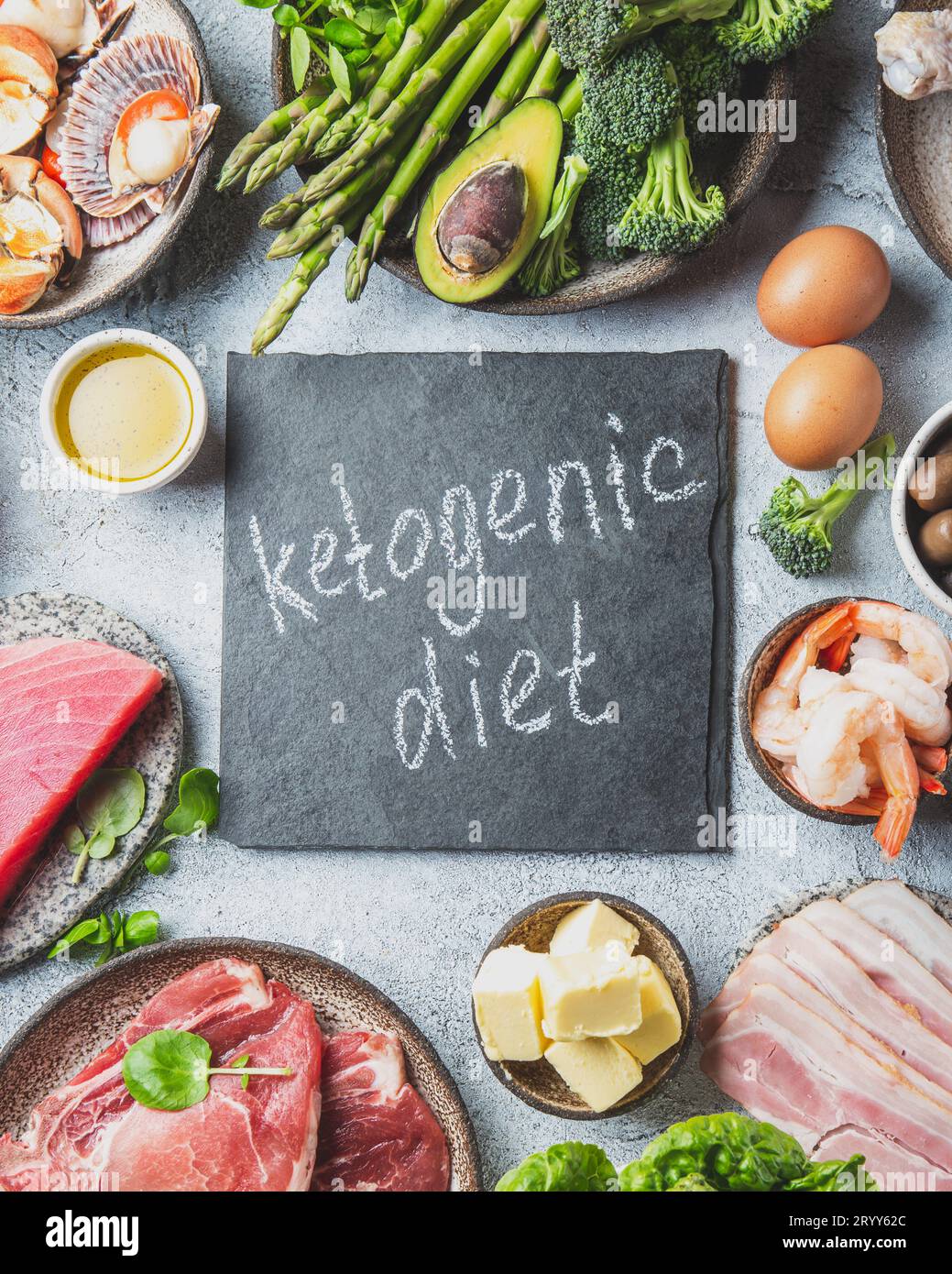 KETOGENIC DIET CONCEPT. Healthy low carb product background. Top view ...