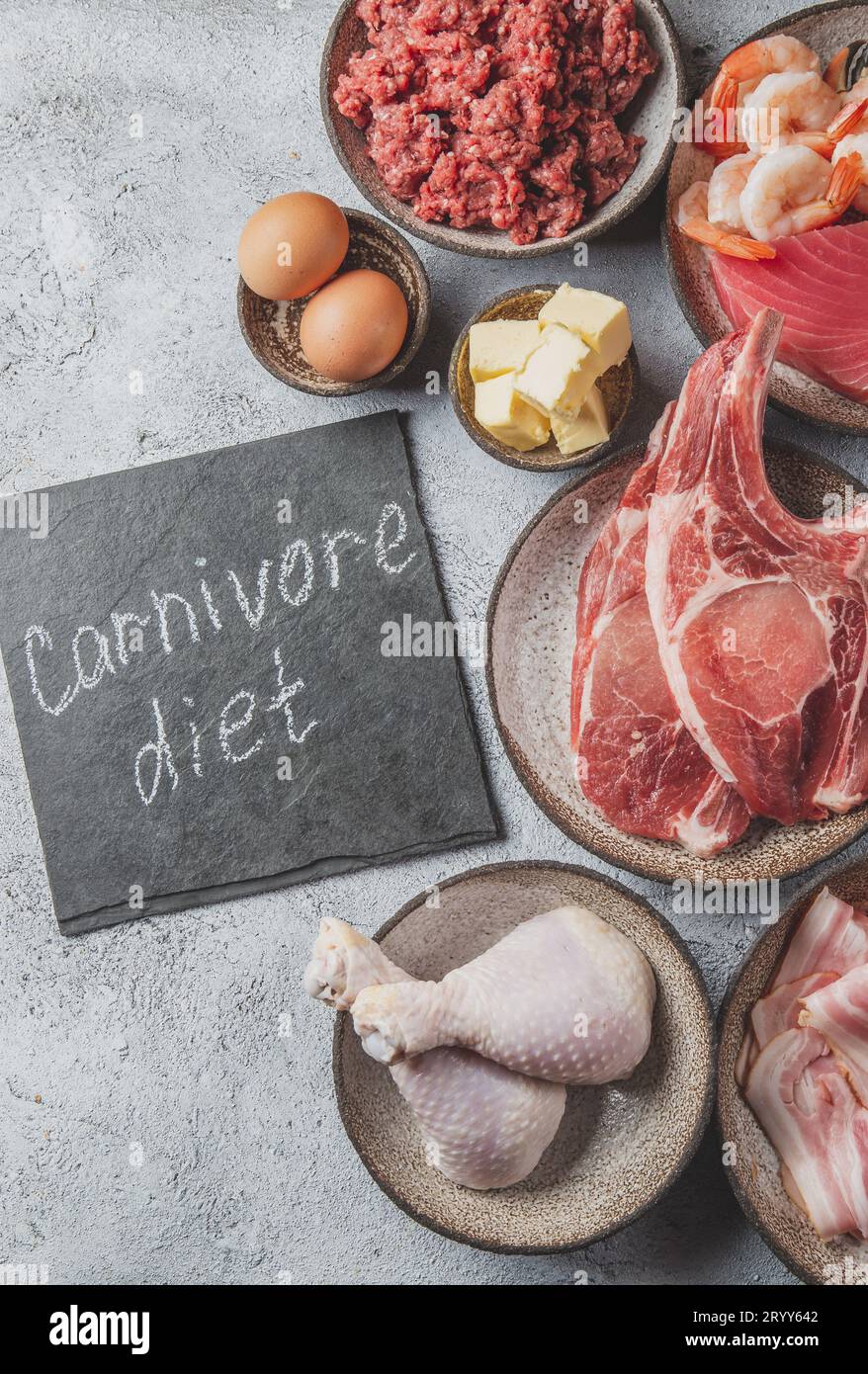 Selection food for CARNIVORE DIET. Seafood, Meat, megs and fat. Zero ...