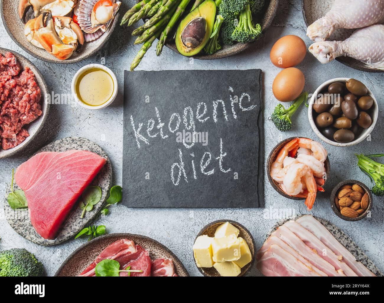 KETOGENIC DIET CONCEPT. Healthy low carb product background. Top view ...