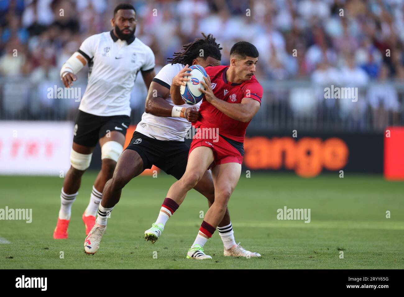 Bordeaux, France, Saturday. 30th Sep, 2023. Georgia's Luka Matkava ...