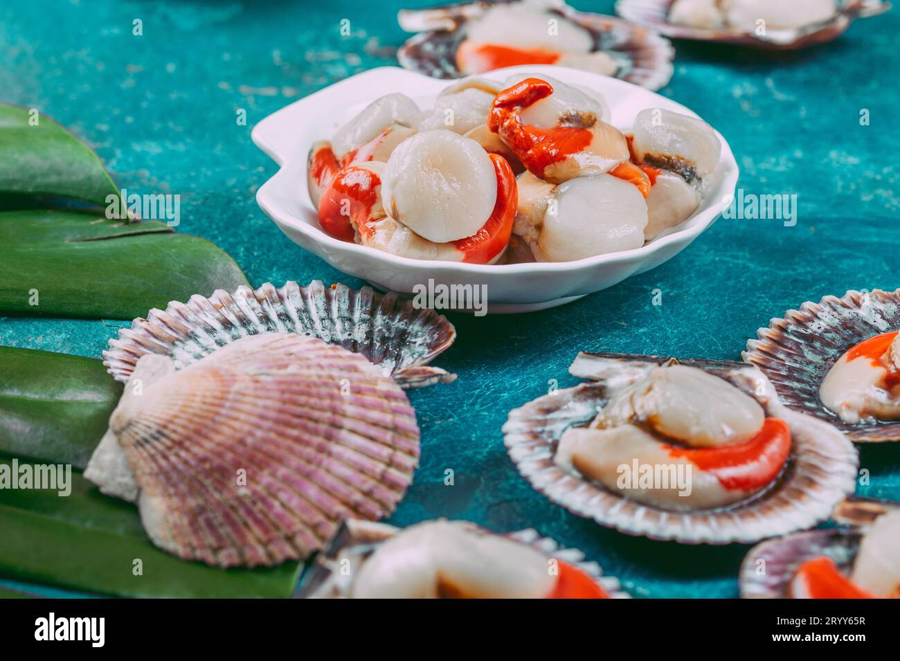 Scallops background hi-res stock photography and images - Alamy