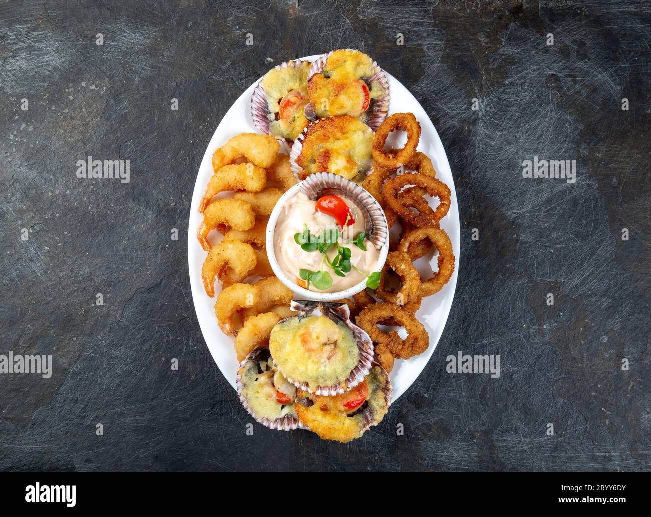 PERUVIAN FOOD. Piqueo caliente. Hot seafood platter fried shrimps ...