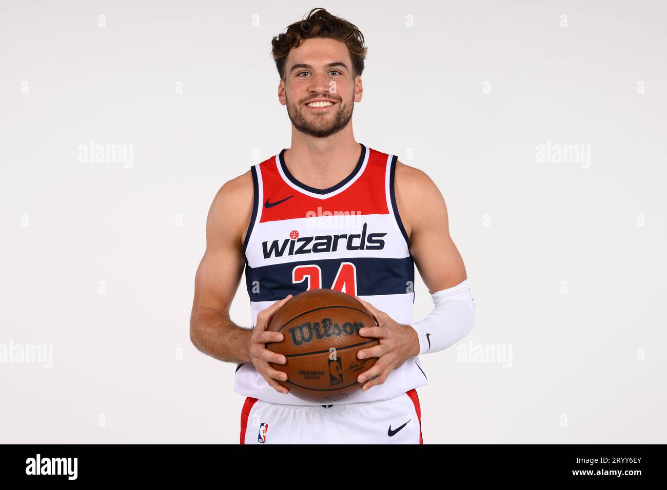 Washington Wizards forward Corey Kispert (24) poses for a photograph ...