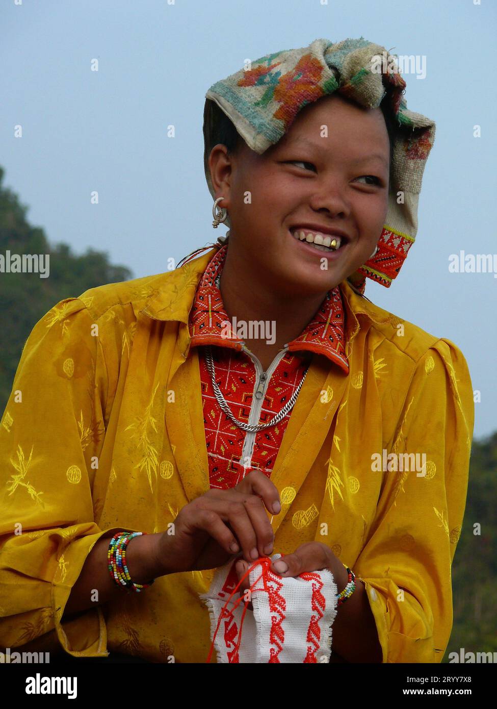 Cao Bang area in the north of Vietnam. San Chi ethnic minority portrait ...