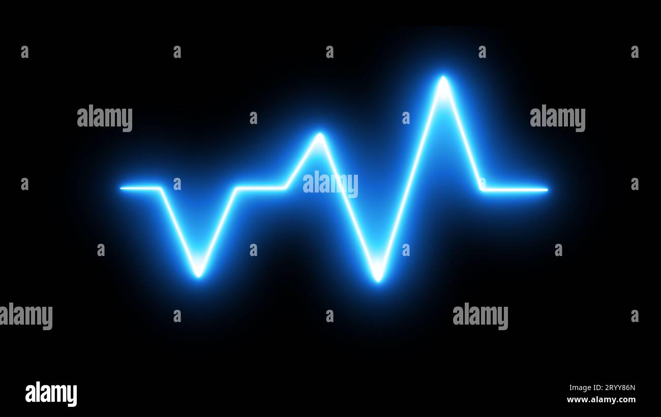 Blue heart rate pulse wave on isolated black background. Heartbeat ...