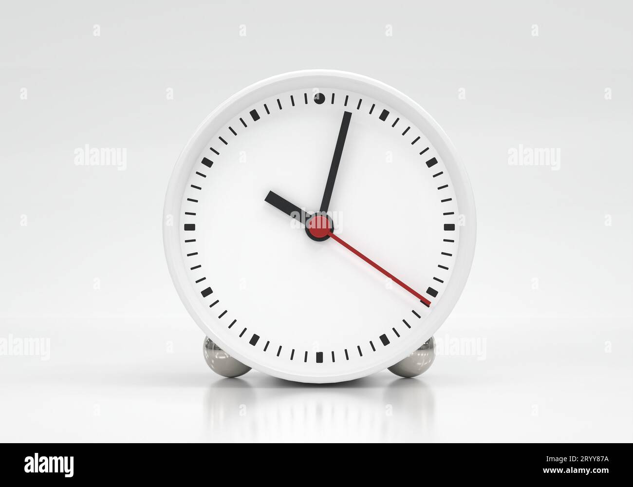 Clock face with hour minute and second hands about 10 o clock on white ...