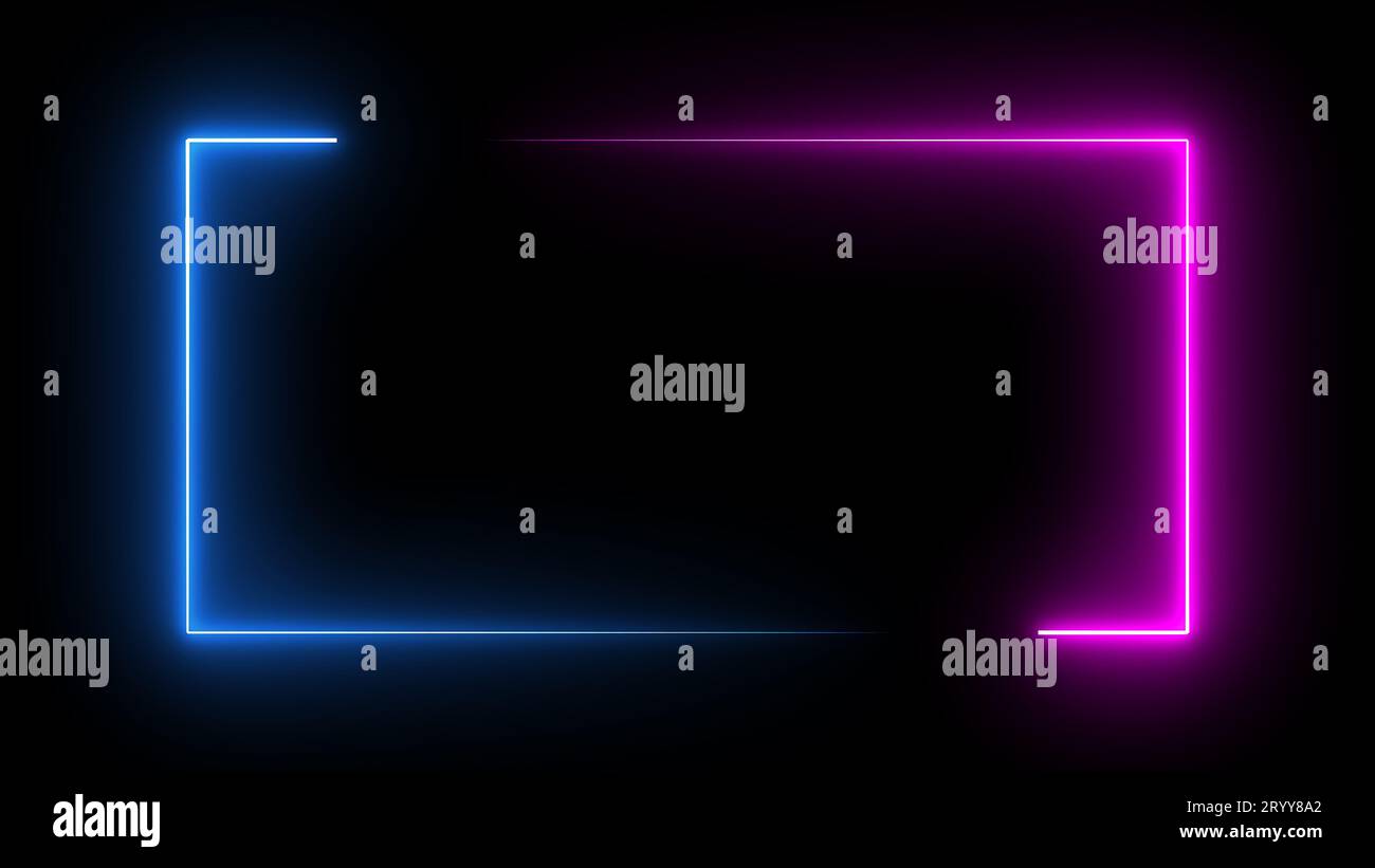 Square rectangle picture frame with two tone neon color motion graphic ...