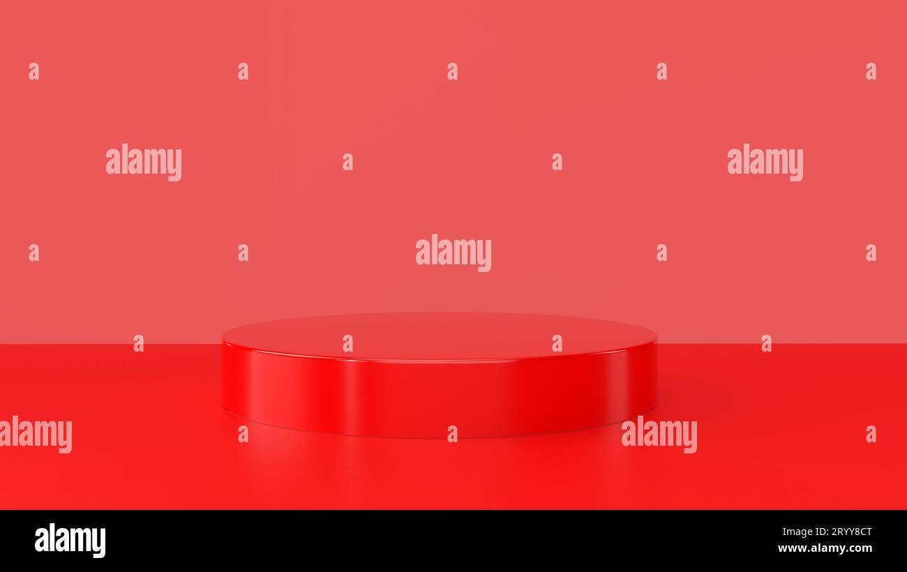 Red product stand on red background. Abstract minimal geometry concept ...