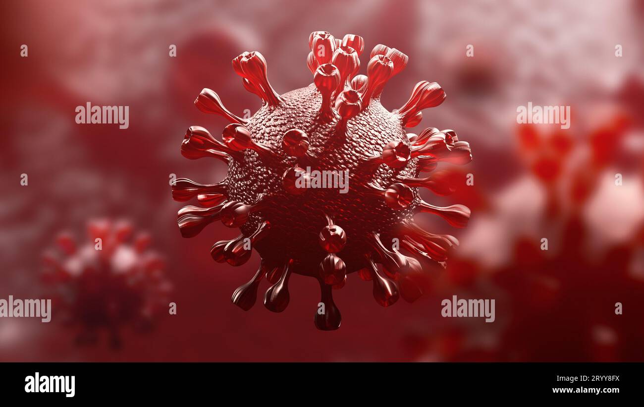 Super closeup Coronavirus COVID-19 in human lung body background ...