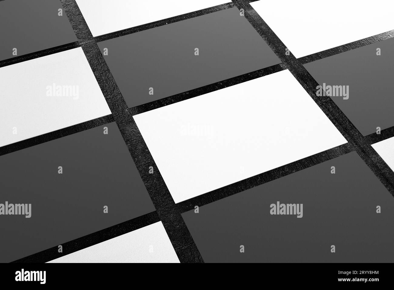 Black and white horizontal business card paper mockup template with ...