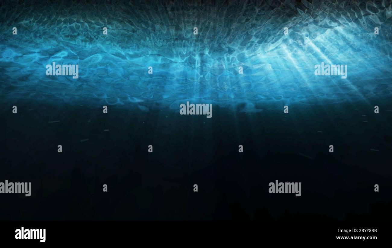 Deep blue underwater with sunlight rays shining through ocean surface ... Deep blue underwater with sunlight rays shining through ocean surface ...